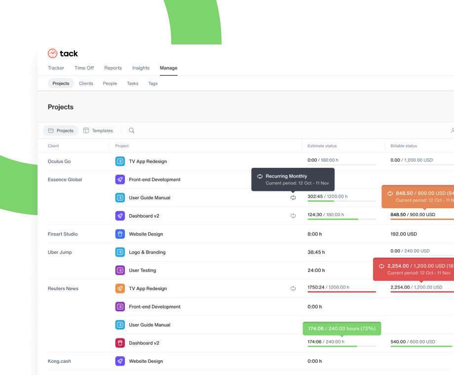Tack - Free time tracking app