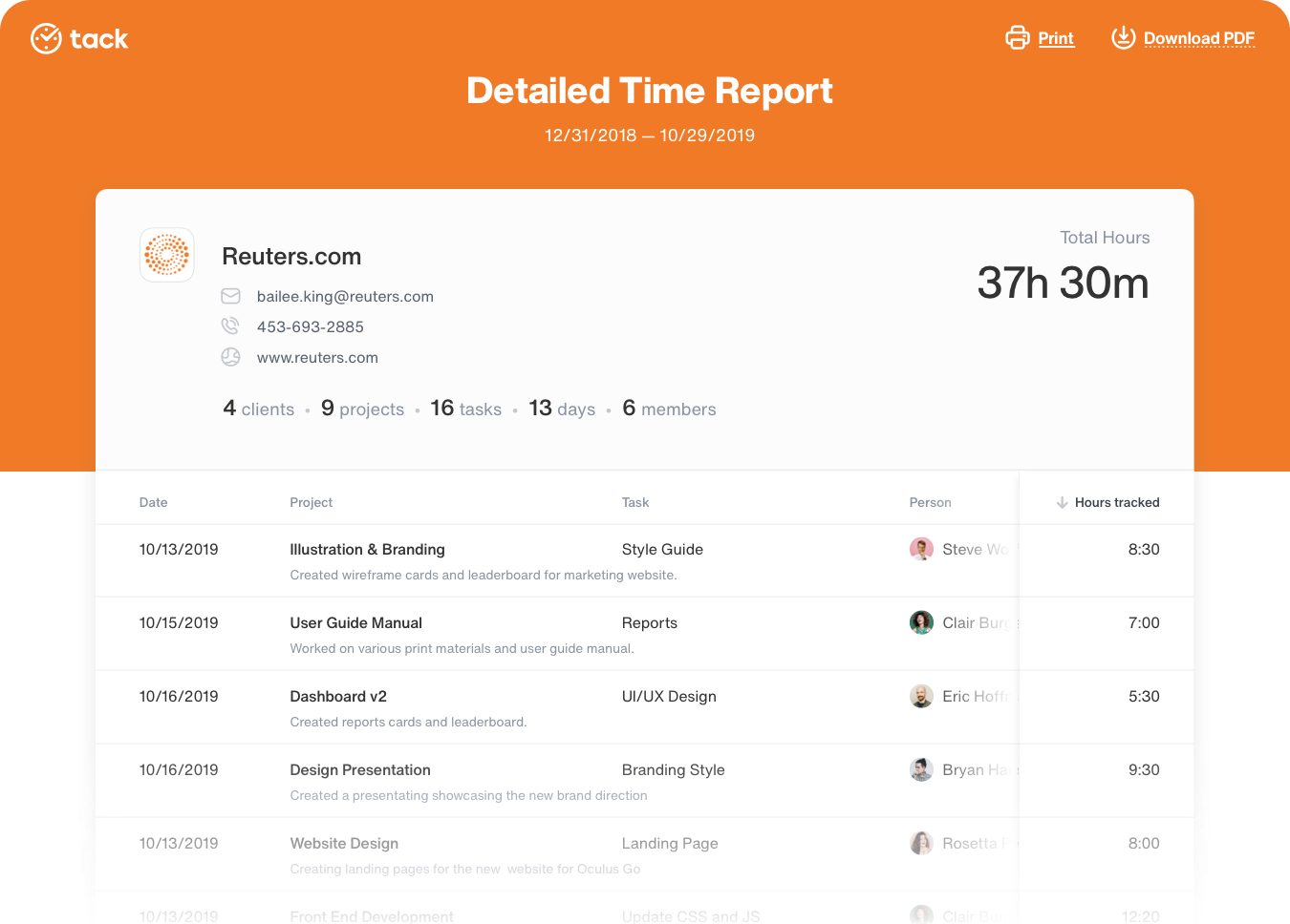 Tack - Free time tracking app